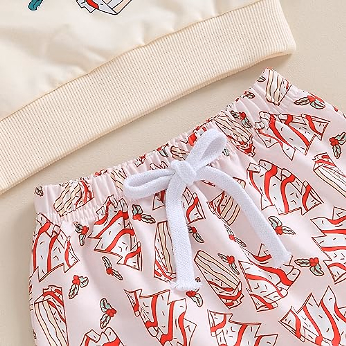 Infant Toddler Baby Boy Girl Christmas Outfit Tis The Season Sweatshirt Top Christmas Tree Cake Pants Set My 1st Xmas Clothes (Beige, 18-24 Months)