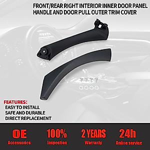 Black Front/Rear Right Interior Inner Door Panel Handle and Door Pull Outer Trim Cover Replacement for 2004-2011 BMW 3 Series 318 320 325 330 335 E90/E91 Replaces 51417230850 51419150336