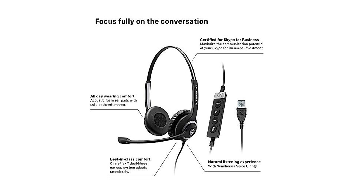Sennheiser SC 260 USB MS II Headset - HD Sound & Noise-Canceling Microphone