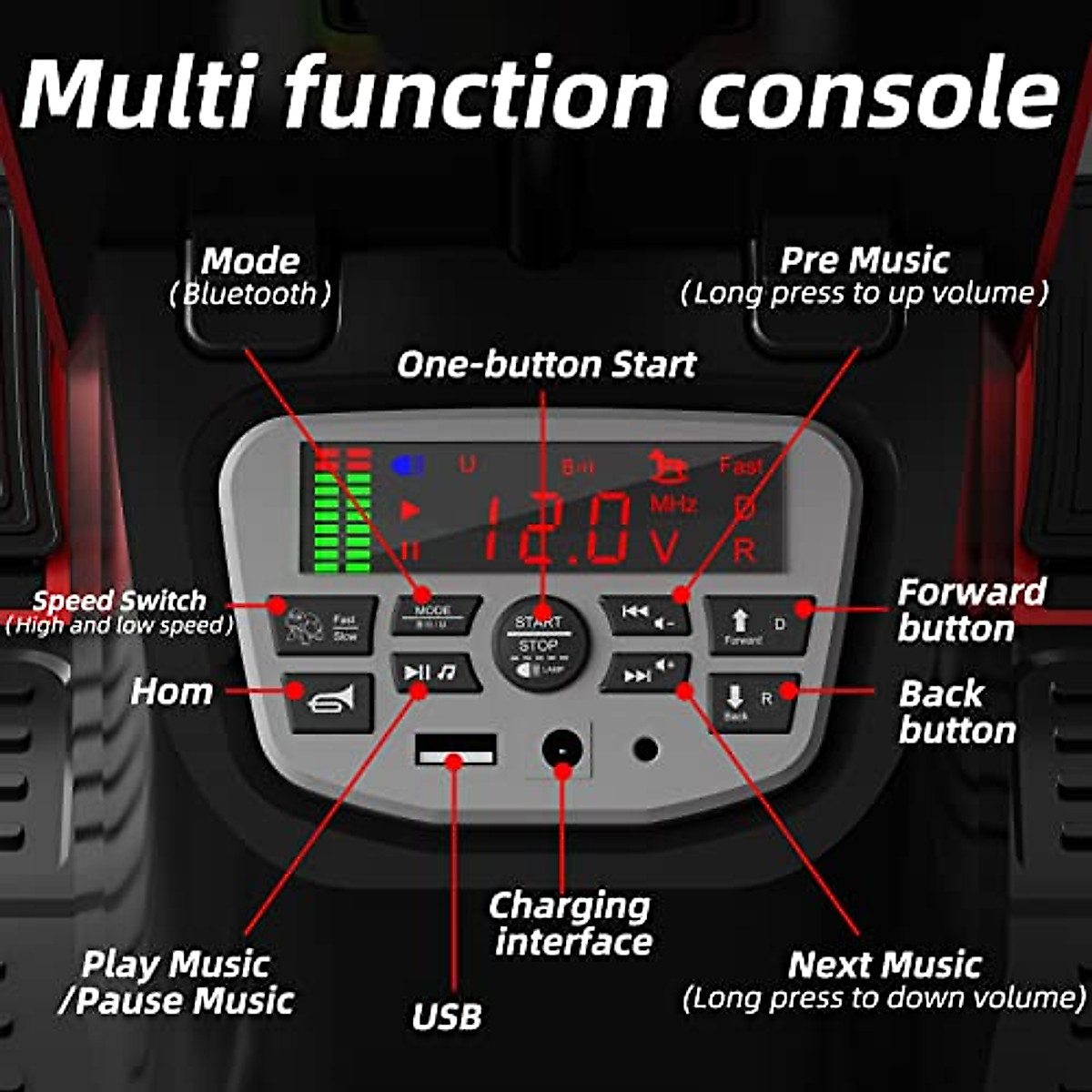 XJD Electric Go Kart 12V Battery Powered Pedal Go Karts for 3+ Kids Youths on Car Electric Vehicle Car Racing Drift Car for Boys Girls with Bluetooth/FM and Remote Control (Red01)