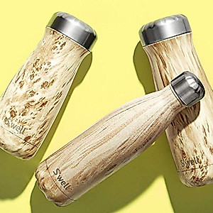 S'well Stainless Steel Traveler - 16 Fl Oz - Blonde Wood - Triple-Layered Vacuum-Insulated Travel Mug Keeps Coffee, Tea and Drinks Cold for 24 Hours and Hot for 12 - BPA-Free Water Bottle