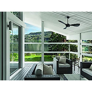 Stargazer Indoor/Outdoor 3-Blade Smart Ceiling Fan 52in Gloss Black with 3000K LED Light Kit and Wall Control works with iOS/Android, Alexa, Google Assistant, Samsung SmartThings, and Ecobee
