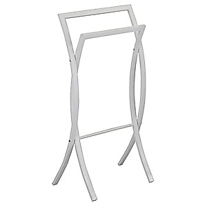 Kings Brand Furniture - Rusbac Metal Modern Freestanding Towel Rack Stand, White