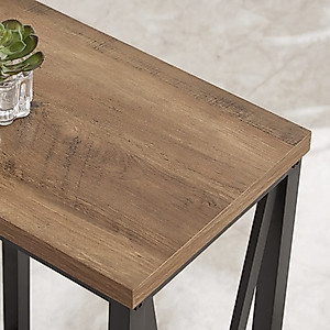 FOLUBAN Side Table with Storage Shelf, Rustic End Table for Living Room, Wood and Metal Nightstand for Bedroom, Oak