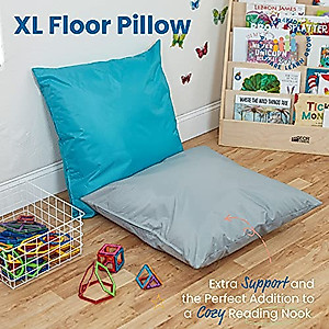 ECR4Kids Jumbo Floor Pillow, 27in, Flexible Seating, Light Grey