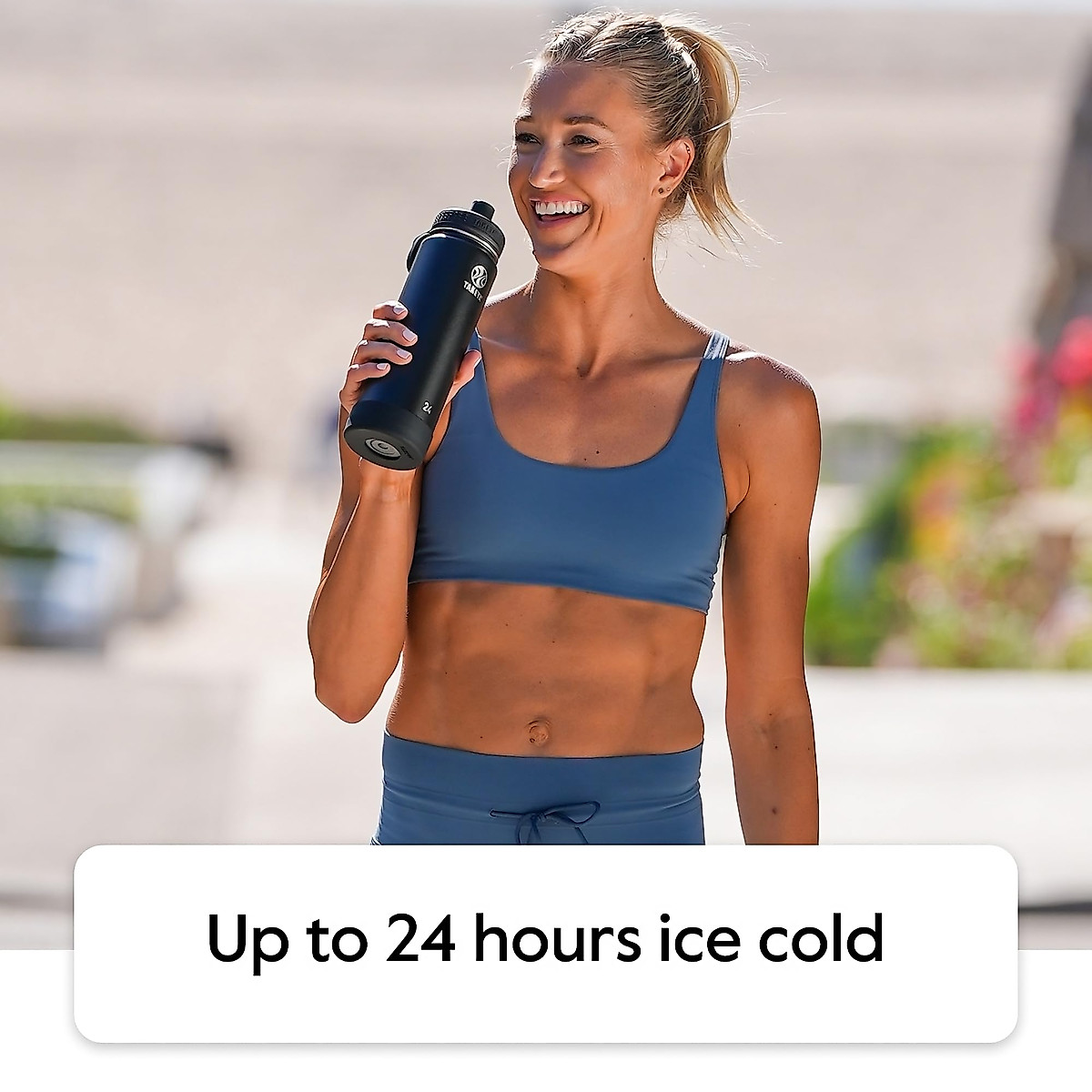 Takeya Actives 18 oz Vacuum Insulated Stainless Steel Water Bottle with Spout Lid, Premium Quality, Tart Orange