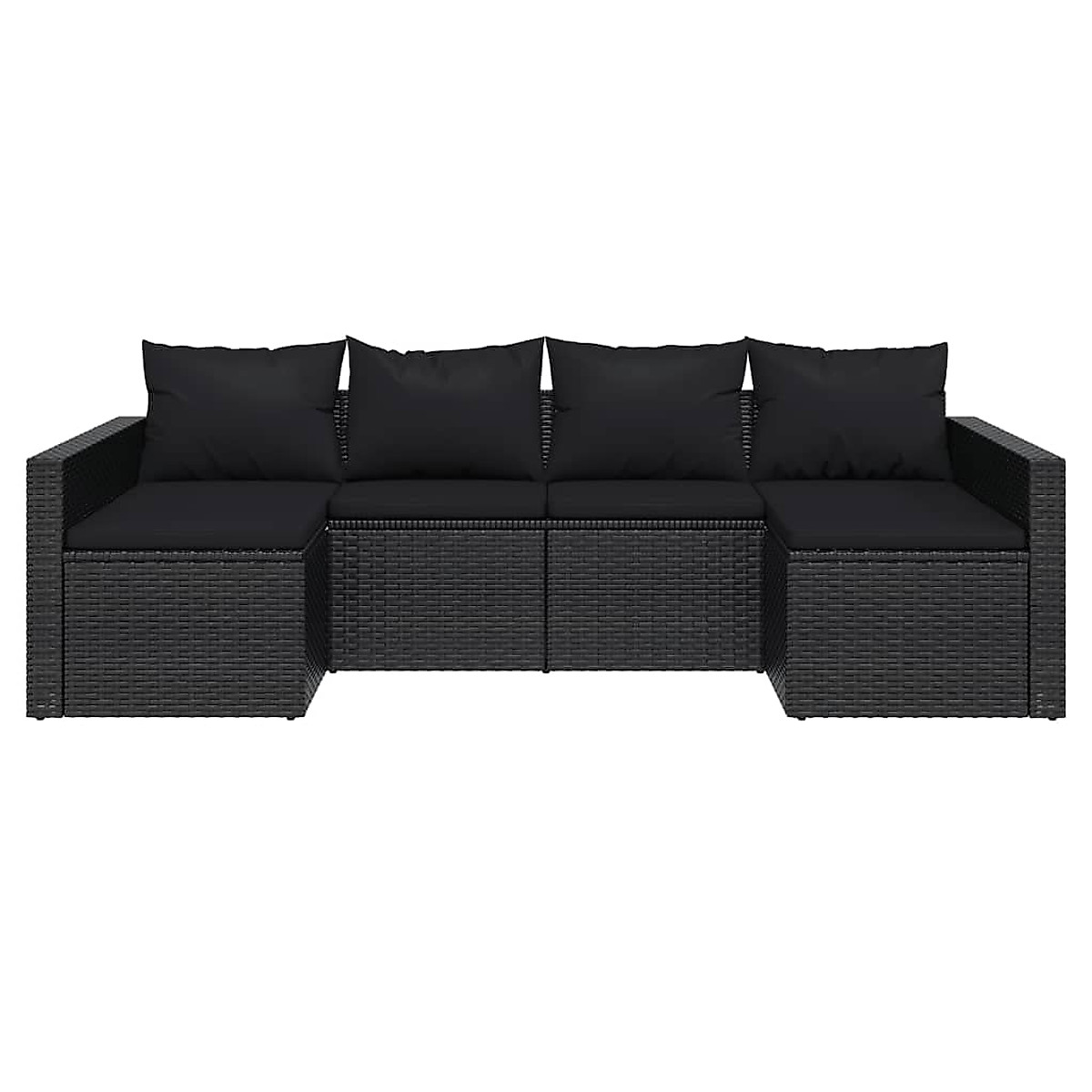 vidaXL 2 Piece Patio Lounge Set - Black Poly Rattan with Comfortable Cushions and Convenient Coffee Table - Perfect for Outdoor Living Space