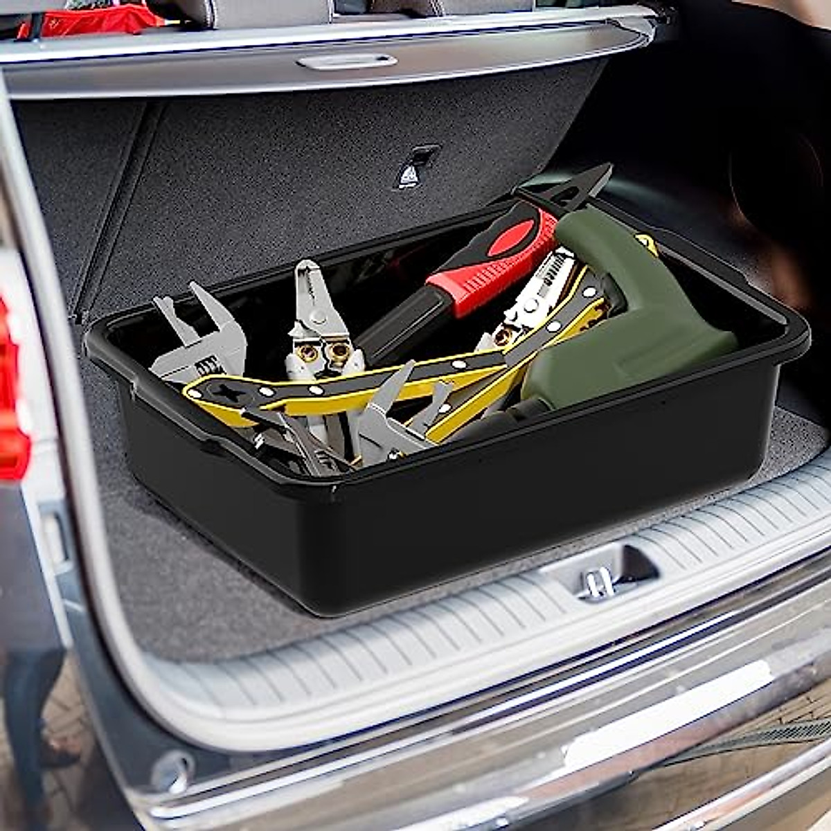 Tyminin 35 L Commercial Bus Tubs Box/Tote Box, Plastic Utility Basin Tub, Black, 4-Pack