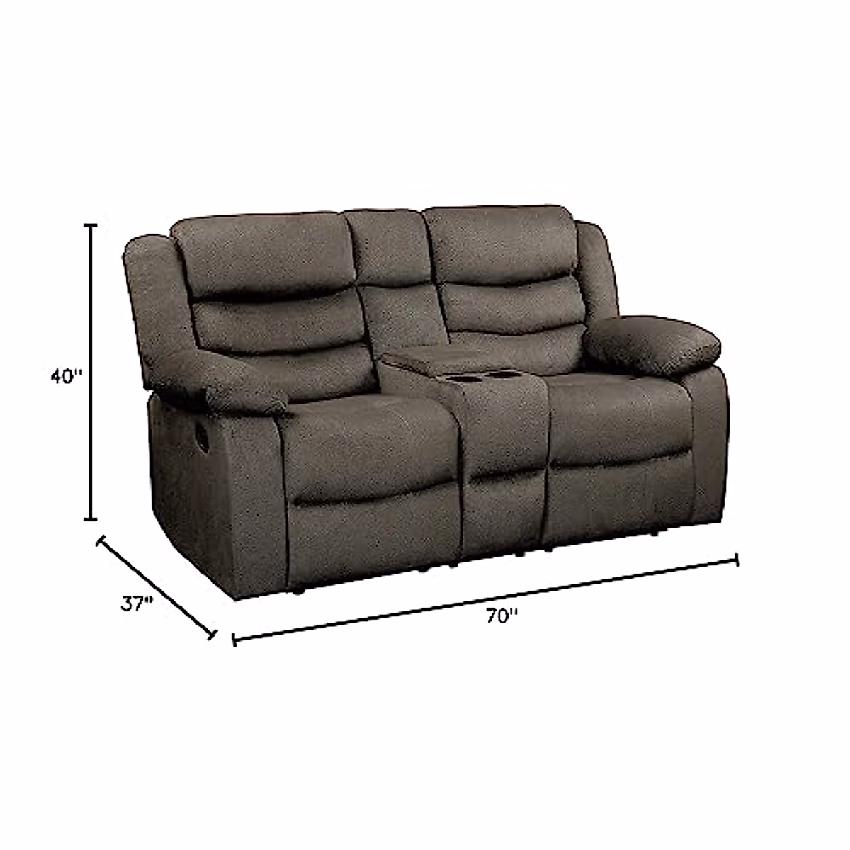 Lexicon Mabel Wall-Hugger Manual Double Reclining Loveseat, Brown