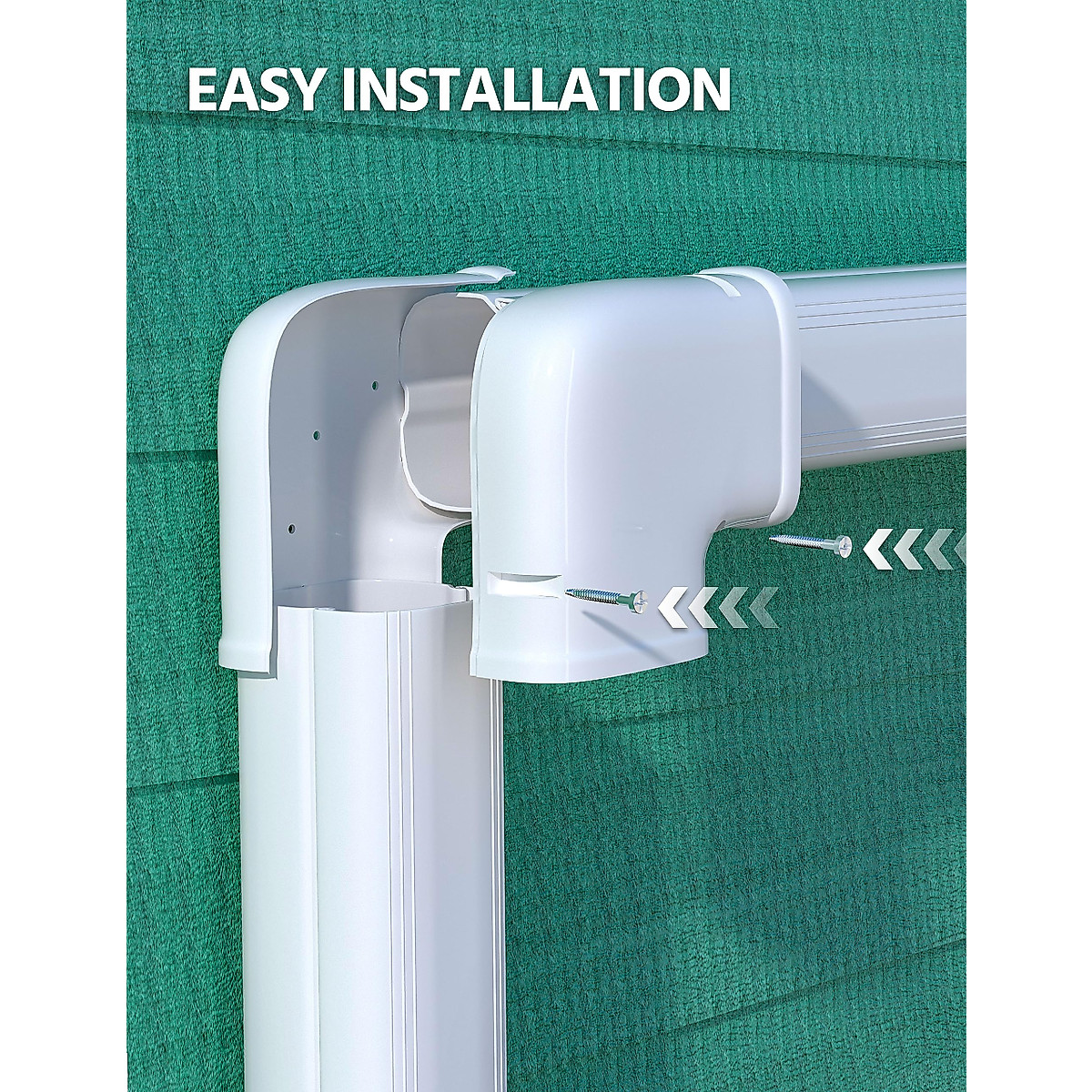 mensaosao 3" W 90° Flat Elbow, Level Bend Cover, Decorative PVC Line Set Cover Kit Parts Accessories for Ductless Mini Split Air Conditioners, Central AC and Heat Pumps