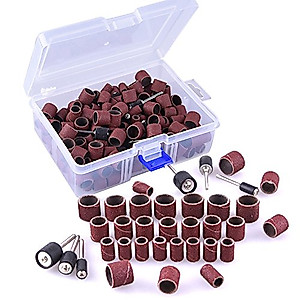 AUSTOR 252 Pieces Sanding Drum Kit with Free Box Including 240 Pieces Drum Sander Sanding Sleeves and 12 Pieces Drum Mandrels for Dremel Rotary Tool