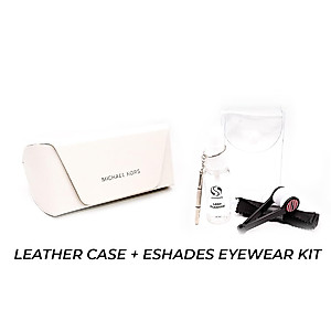 Michael Kors Medium White Sunglass Eyeglass Case + Bundle with eSHADES Luxury Eyewear Kit