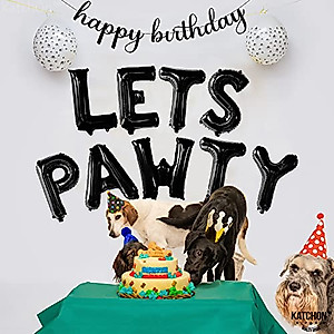 KatchOn, Black Lets Pawty Balloons - 16 Inch | Dog Birthday Party Supplies, Lets Pawty Banner for Dog Birthday Decorations | Lets Pawty Birthday Decorations, Puppy Party Balloon, Dog Party Decorations