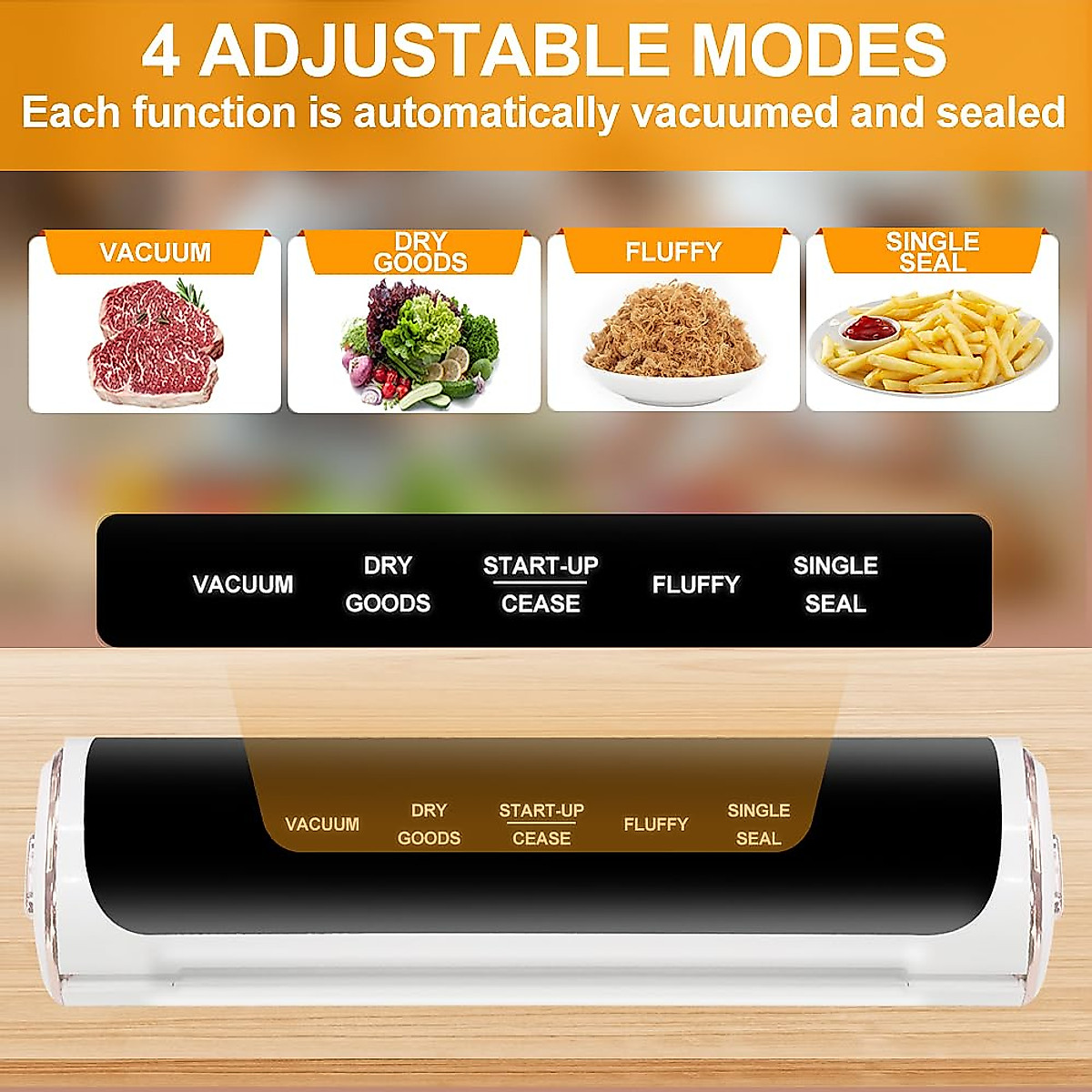 【1s Sealing】Uluck Food Saver Vacuum Sealer Machine ，80Kpa Automatic Food Sealers Vacuum Packing Machine, 4 in 1 Vacuum/Single Sealing & Dry/Fluffy Vacuum Sealer Machine with 10 Seal Bags