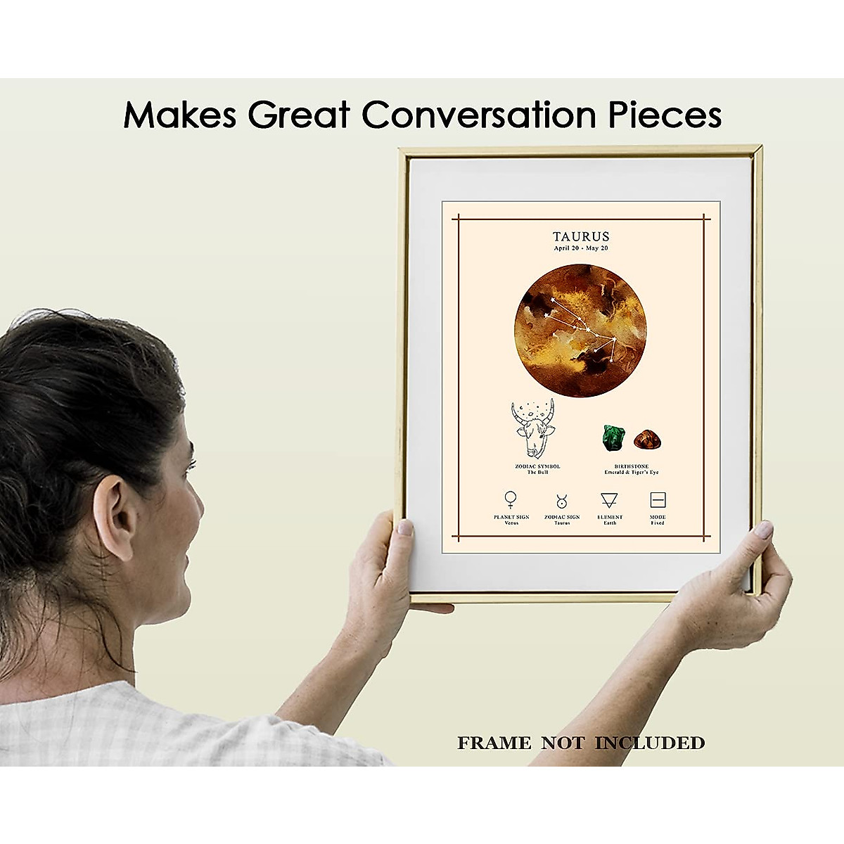 Taurus Zodiac Astrology Poster: Unique Astronomy Boho Wall Art Poster for Home, Office, Bedroom & Living Room Decor - Unframed Posters 11x14"