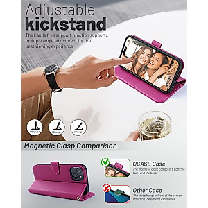 OCASE Compatible with iPhone 15 Plus Wallet Case, PU Leather Flip Folio Case with Card Holders RFID Blocking Kickstand [Shockproof TPU Inner Shell] Phone Cover 6.7 Inch 2023, Litchi Rose