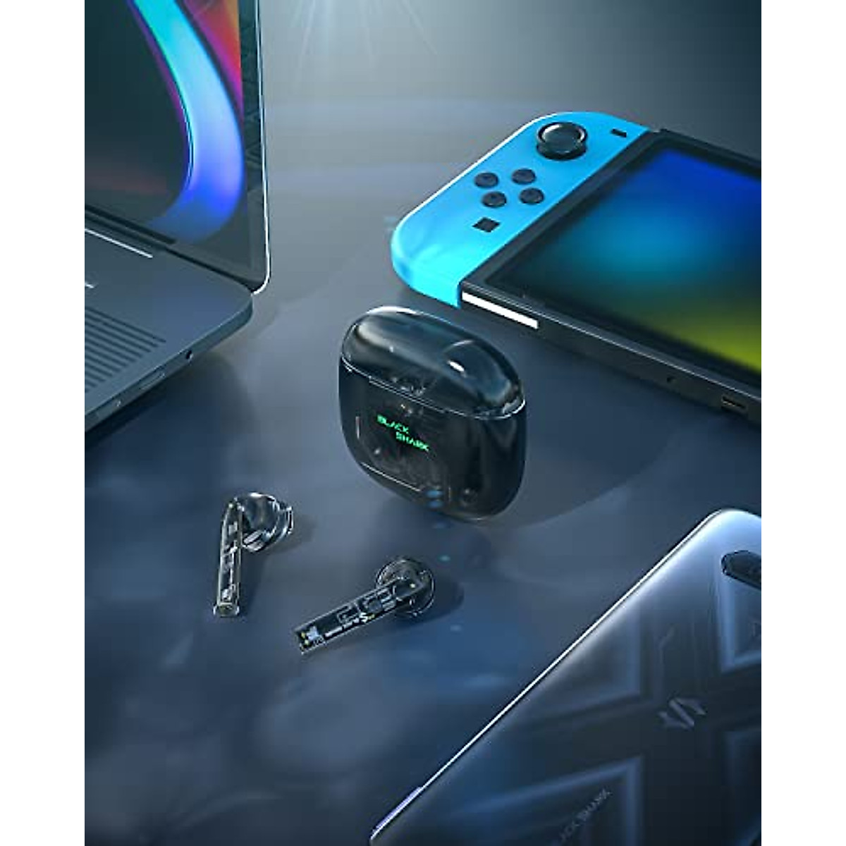 Black Shark Bluetooth Earbuds with 2 Mics Call Noise Canceling, Wireless Earbuds with 24H Playtime for Sport and Work, One-Step Pairing & Smart Touch Control, IPX5 Waterproof, in-Ear Stereo