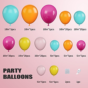 Pink Yellow Orange Balloon Arch, Pink and Orange Balloon Arch with Pink Yellow Orange Blue Latex Balloons, Pink Yellow Orange Balloons for Girls Birthday Fiesta Baby Shower Party Decorations