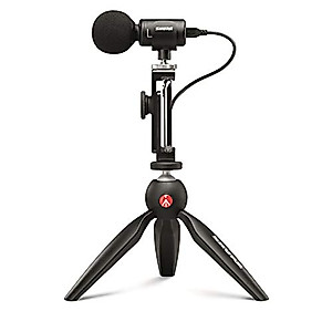 Shure Portable Videography Kit - Professional Recording Rig with MV88+ iPhone Mic, Manfrotto PIXI Tripod, Phone Clamp, Mount, AMV88-Fur Windjammer and SE215 PRO Sound Isolating Earbuds (MV88+SE215-CL)