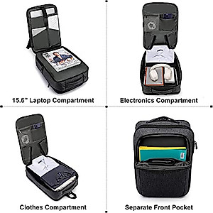 Marengo Carry-On Travel Backpack, Anti-Theft Lock Zippers Smart Business Waterproof Flight Approved Backpack for Men Women Office Work Fits 15.6 Inch Laptop, Black