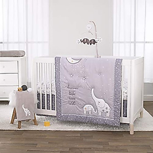 Little Love by NoJo Dream Big Little Elephant Grey and White Super Soft Baby Blanket