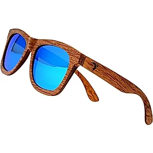 Pelican Sunwear Wood Sunglasses | Polarized | Vintage Wooden Frame | 100% UVA/UVB Protection | Bamboo Case | Men Women