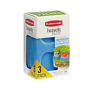 Rubbermaid LunchBlox Ice Pack, Small, Blue, 3 Pack