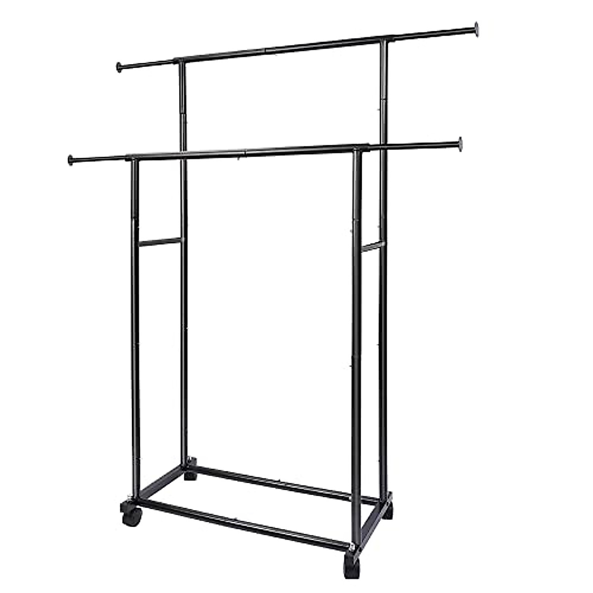 Horizontal and Vertical Black Double Rod Garment Rack