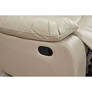 Betsy Furniture Bonded Leather Reclining Sofa in Multiple Colors, 8018 (Beige, Sofa)