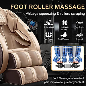 BILITOK Massage Chair Blue-Tooth Connection and Speaker, Easy to Use at Home and in The Office and Recliner with Zero Gravity with Full Body Air Pressure, 001, 50D x 26W x 40H in, Brown3