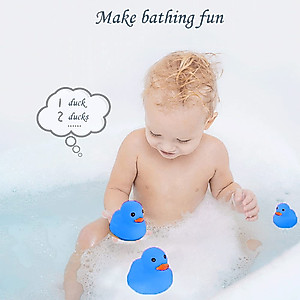 Bath Duck Toys 16 PCS Blue Mini Rubber Ducks Squeak and Float Duckies Baby Shower Toy Party Decoration for Toddlers Boys Girls