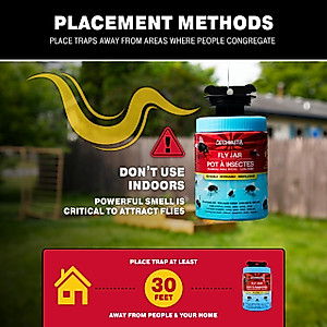 Catchmaster Reusable Fly Traps Outdoor Jar 1-Pack, Bug Catcher and Flying Insect Trap with Food-Based Lure for Pest Control, Pet Safe, Non Toxic Bulk Fly Traps