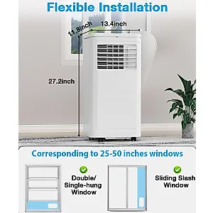 Joy Pebble Portable Air Conditioner, 8000 BTU for Room up to 350 sq. ft, Portable AC with Dehumidifier & Fan, 2 Fan Speeds, 24H Timer, Remote Control, Energy Efficiency