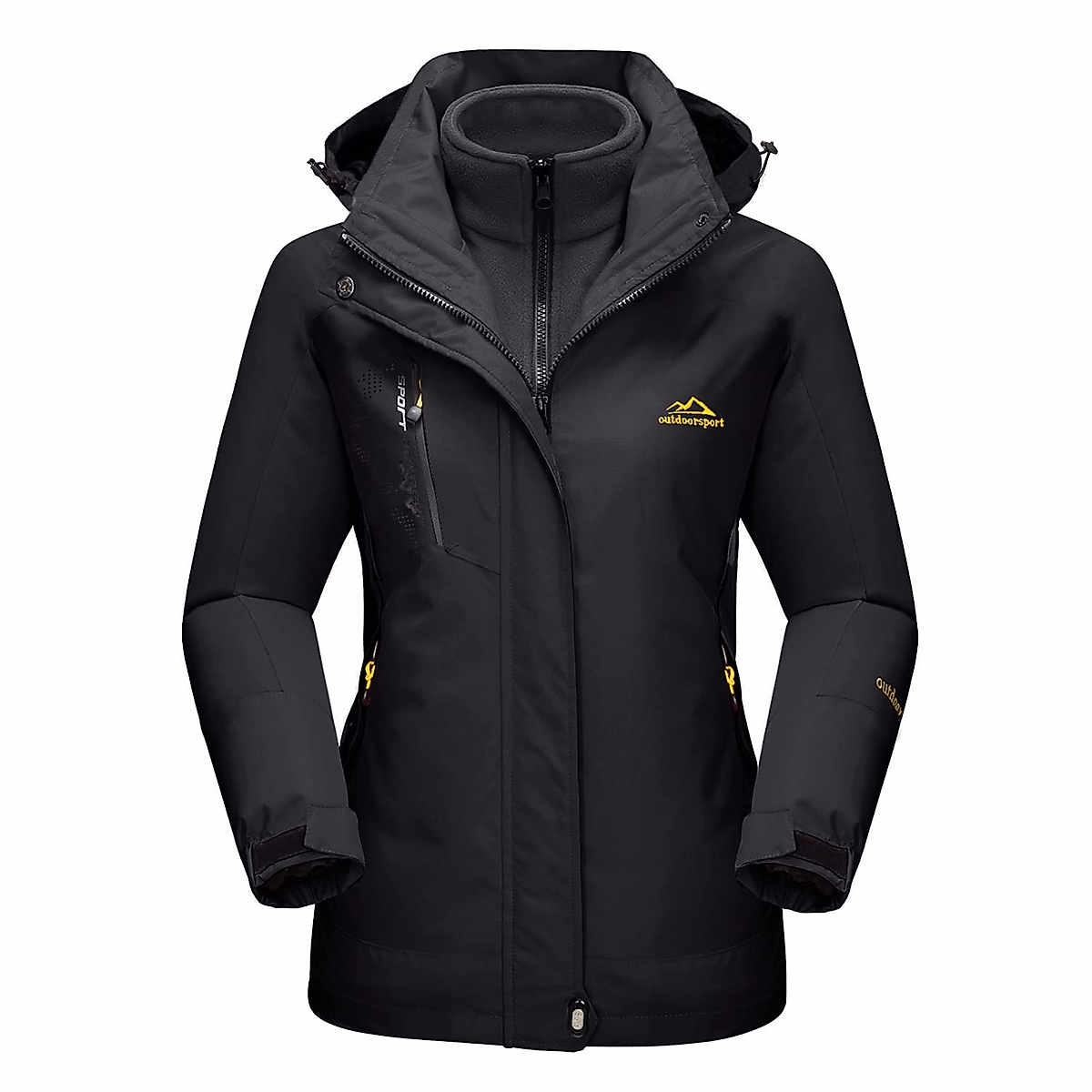 MAGCOMSEN Women Ski Jacket Waterproof Winter Jackets for Women Outdoor Snow Windbreaker Jacket Skiing WWomens Jackets Pure Black XL
