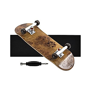 Teak Tuning Prolific Complete Fingerboard with Upgraded Components, Toasted S'Mores Edition - Pro Board Shape and Size, Bearing Wheels, Trucks, and Locknuts - 32mm x 97mm Handmade Wooden Board