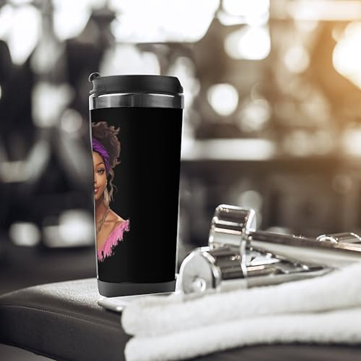 Black with Dangle Earrings Travel Coffee Mug Reusable Insulated Drinking Cup with Lid for Home Outdoor Works 13 Oz