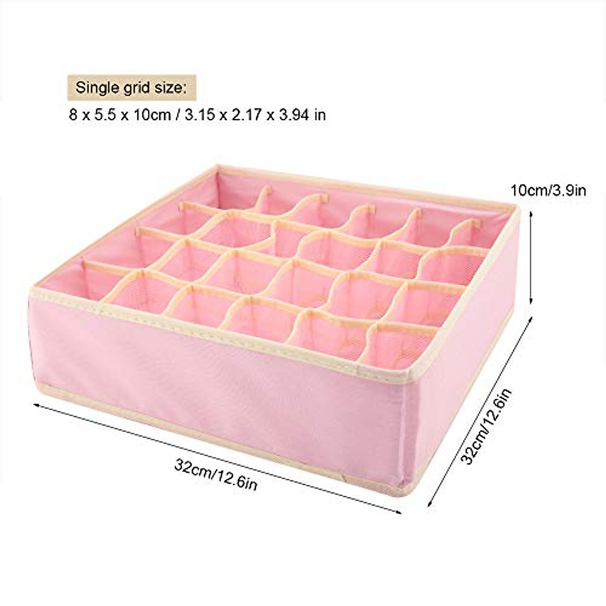 Bunny Kachu Sock Drawer Organizer, Durable Soft Nonwoven Fabric and Paper Board Container Grid Divider Design Storage Box for Household(Pink)
