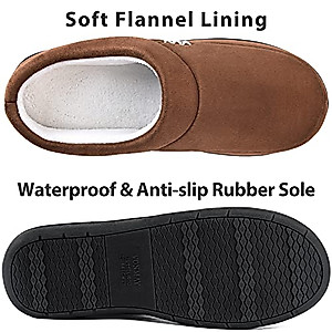 VONMAY Men's Memory Foam House Slippers Suede Wool Fleece Lined Slip On Shoes Indoor Outdoor Non-slip, Camel, Size 11-12