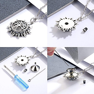 925 Sterling Silver Urn Necklace for Ashes-Sunshine Cremation Keepsake Pendant Tree of Life Ashes Necklace Jewelry Cremation Memorial Gifts for Men Women