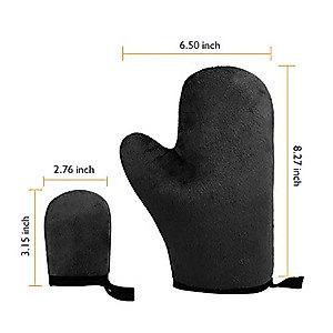 Self Tanning Mitt Tan Mitt Tanning Mitt Applicator with Thumb and Face Applicator Mitt Washable Reusable Sunless Tanner Mitt Tools Set for Mousse, Lotion, Spray and Oil（Black）