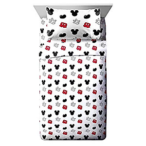 Jay Franco Disney Mickey Mouse Cute Faces 4 Piece Twin Bed Set - Includes Comforter & Sheet Set - Super Soft Fade Resistant Polyester - (Official Disney Product)