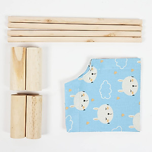 Patas Lague Hammock Bed, Small Dog/Cat Bed, Wooden Frame, Linen, Cooling, 19x19x5 inches, 20 lbs Weight Capacity