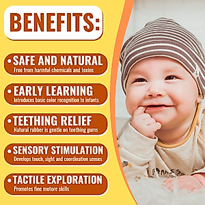 caaocho Pure Natural Rubber Sensory Ball Sunshine 3" - Sealed Hole, BPA Free Baby Ball Toy, for Sensory Play, for Sensory Development, Hole Free Baby Toy, Perfect Bouncer, Without Hole