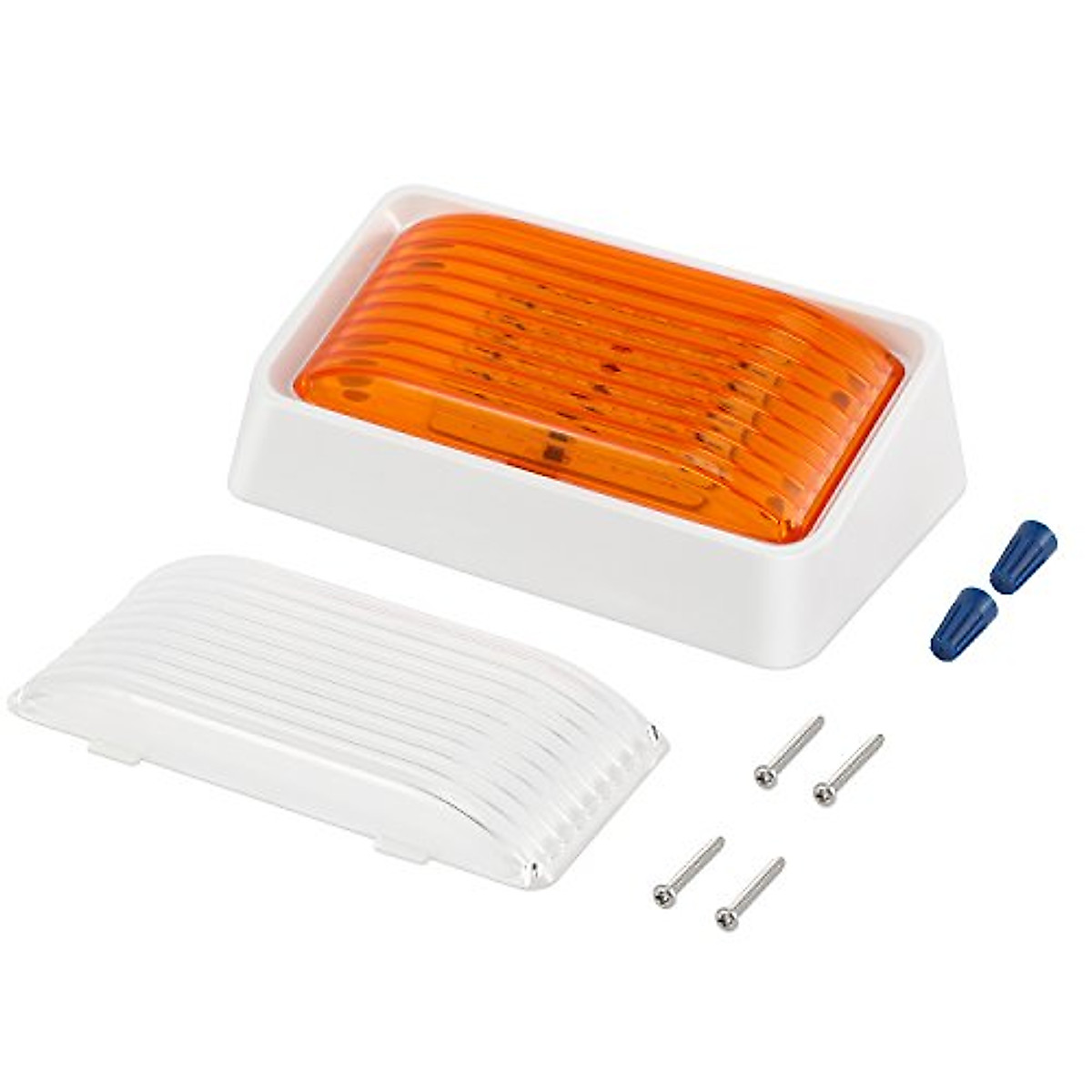 Kohree 320Lumen LED RV Porch Light Exterior Utility Light 12v Lighting Fixture, Replacement Lighting for RVs, Trailers, Campers, 5th Wheels. White Base, Clear and Amber Lenses Included