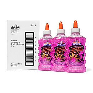 Elmer's 2022912 Liquid Glitter Glue, Washable, Pink, 6 Ounces, Pack of 3