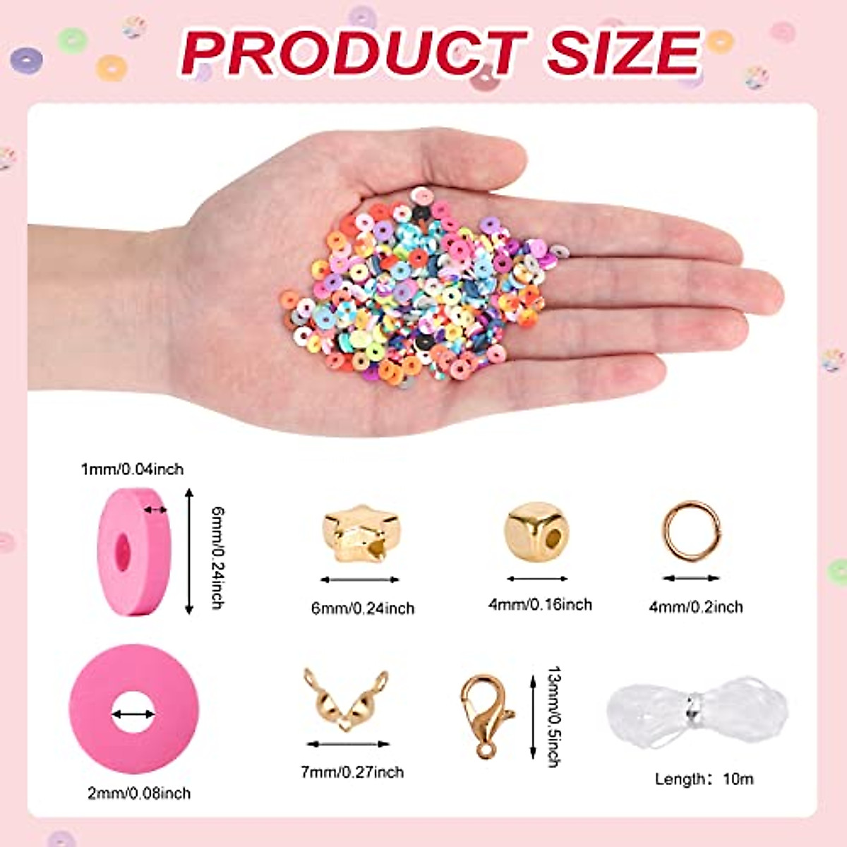 QUEFE 16860pcs, 128 Colors Clay Beads for Bracelet Making Kit Flat Round Polymer Clay Heishi Spacer Beads for DIY Crafts Necklace Jewelry Making Gifts