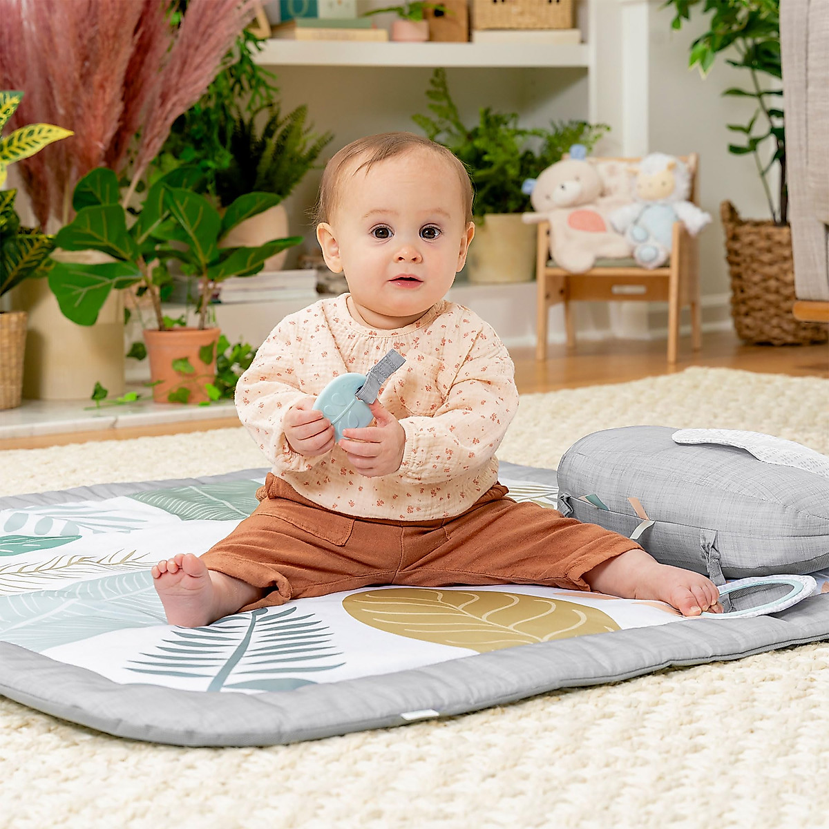 Ingenuity Sprout Spot Baby Milestone Tummy Time Activity Mat and Play Gym Unisex Ages 0+ Months 40 x 40 Inches