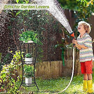 KMOTASUO 3 Tier Tall Metal Plant Stand, 35 Inch Plant Stands Indoor Outdoor, Rustproof Iron Flower Pot Stand Holder Display Rack for Corner Patio Garden Balcony Living Room(Black)