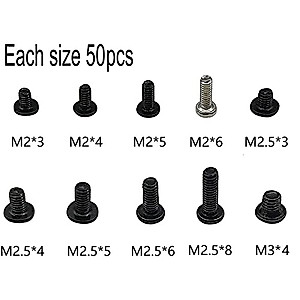 OPYTR Screw Anchors 500Pcs M2 M2.5 M3 Laptop Notebook Computer Screw Kit Set Anchors