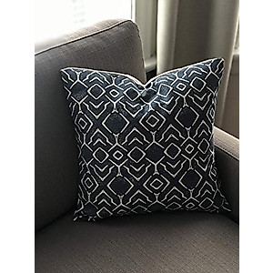 Faux Roman Valance Custom Made in Navy & Natural Trellis Print 100% Cotton Canvas Fabric. Fully Lined. Cordless. Ready to Hang